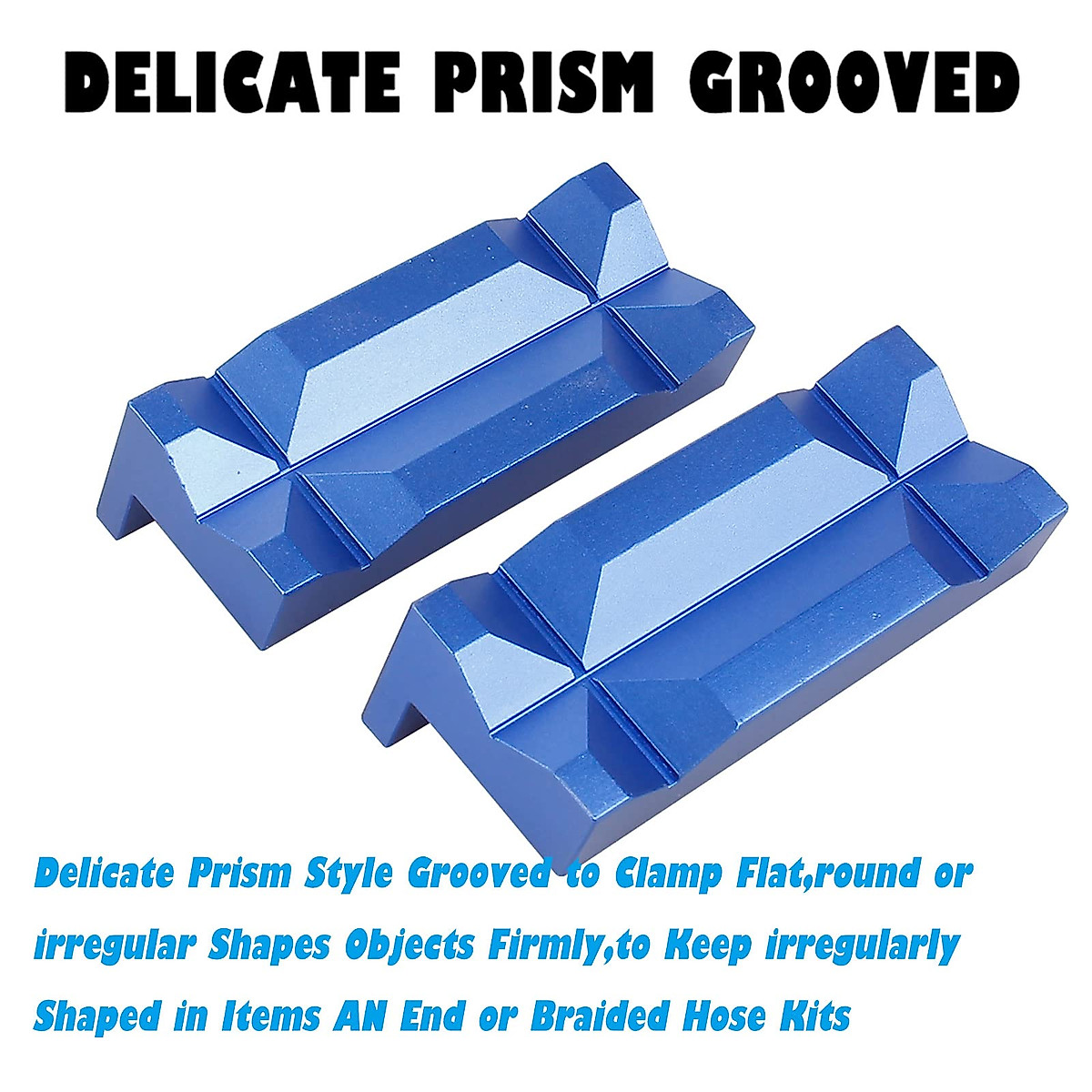 BARTOO Aluminum 4" Vise Jaws Pads, Magnetic Reversible Pipe Vise, AN Fitting Vice Jaw Covers, Professional Grade Multi-Purpose Vise Jaw Protective Inserts for Any Metal Bench Vice (4", Blue)