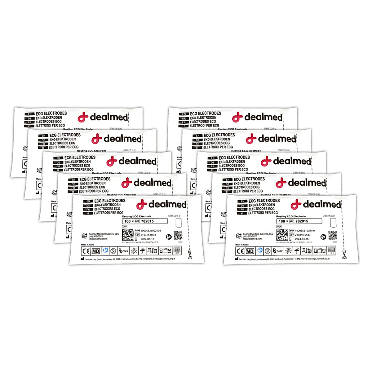 Dealmed Resting ECG Electrodes - Single Use Pads with Self Adhesive Stickers for Electrocardiogram & EKG Heart Monitoring Machines for Hospital, EMS & Medical Screening (1,000 Count)