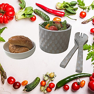 BaraBara Mango Wooden Salad Bowl Set, Small Salad Bowls with set of Two Mango Wood Utensils for House Warming, Anniversaries and Birthdays Size: L6xW6xH4.25, Utensils L9.8 xW2.36 xH0.5 Inches