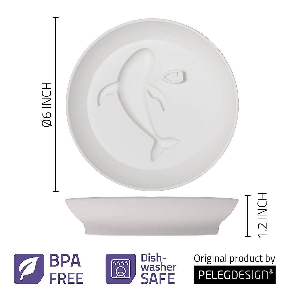 PELEG DESIGN Dip Sea Whale Dipping Dish Balsamic and Olive Oil Soy Sauce Plate Round Dipping Sauce Bowl Dipping Dish Plate (White)