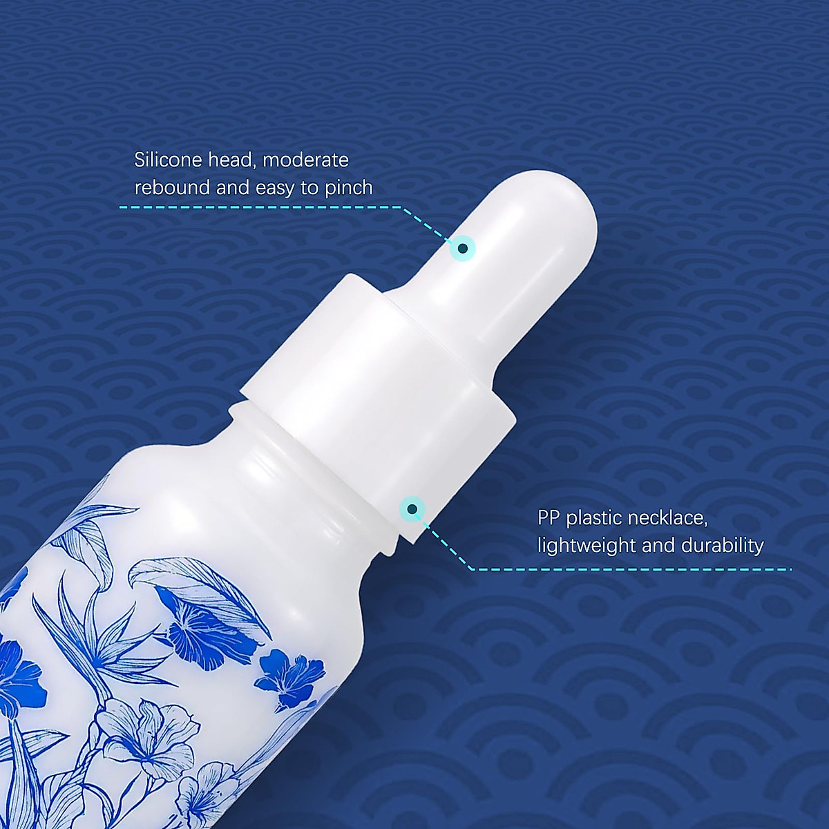 Newzoll 7Pcs 10ml (1/3oz) Dropper Vials Ceramic Perfume Bottles Empty Dropper Bottles Containers Jars for Essential Oils Cosmetic Liquid, Dropping Bottles with 2 Funnels