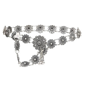 Idealway Bohemian Vintage Body Chain Silver Sun Flower Belt Chain Women Jewelry (1)