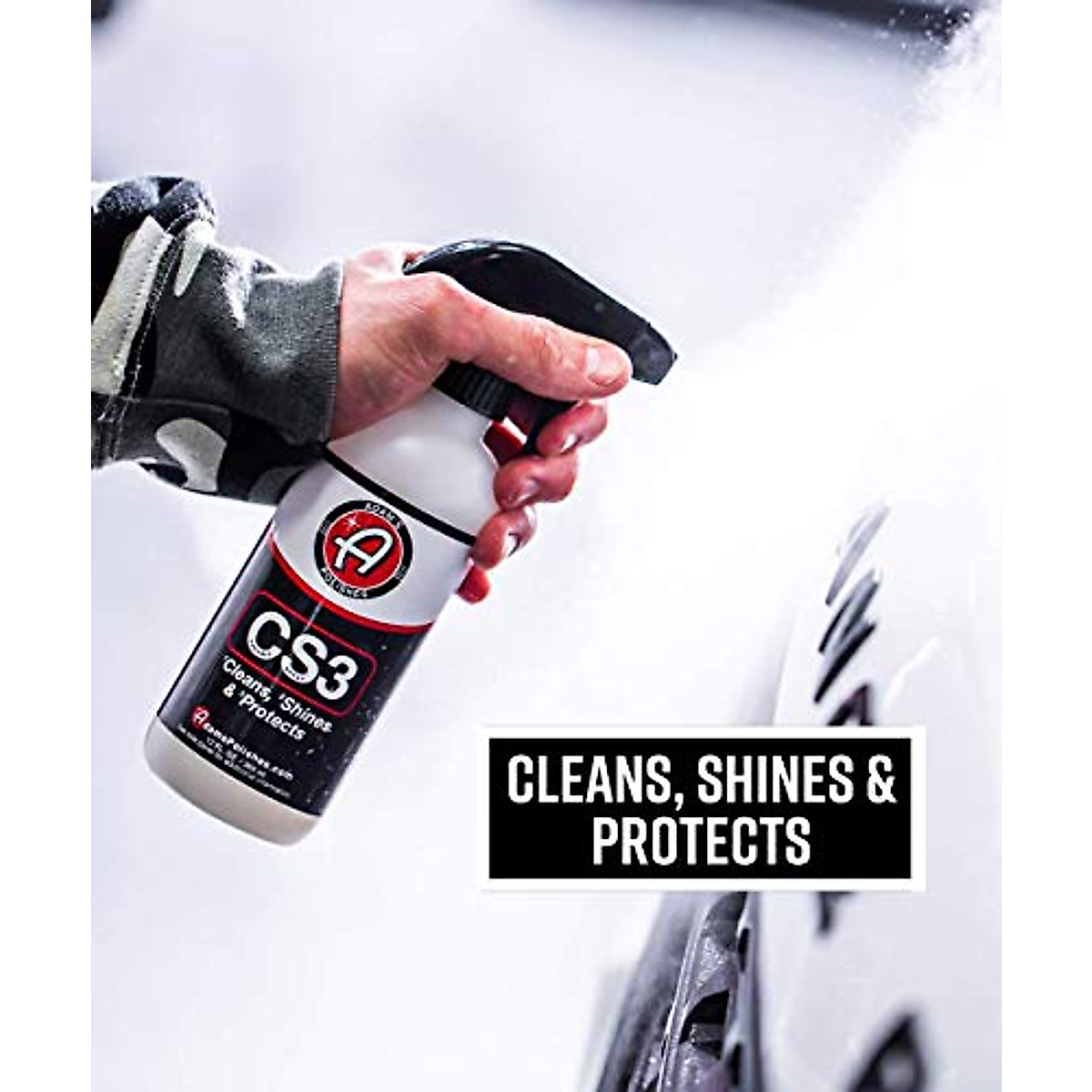 Adam’s CS3 Clean, Shine, & Protect | Ultimate Top Coat Waterless Wash & Wax Ceramic Spray Coating | All-in-One Cleaner, Polish, Hydrophobic Polymer Paint Sealant Protection (12oz) (Collection)