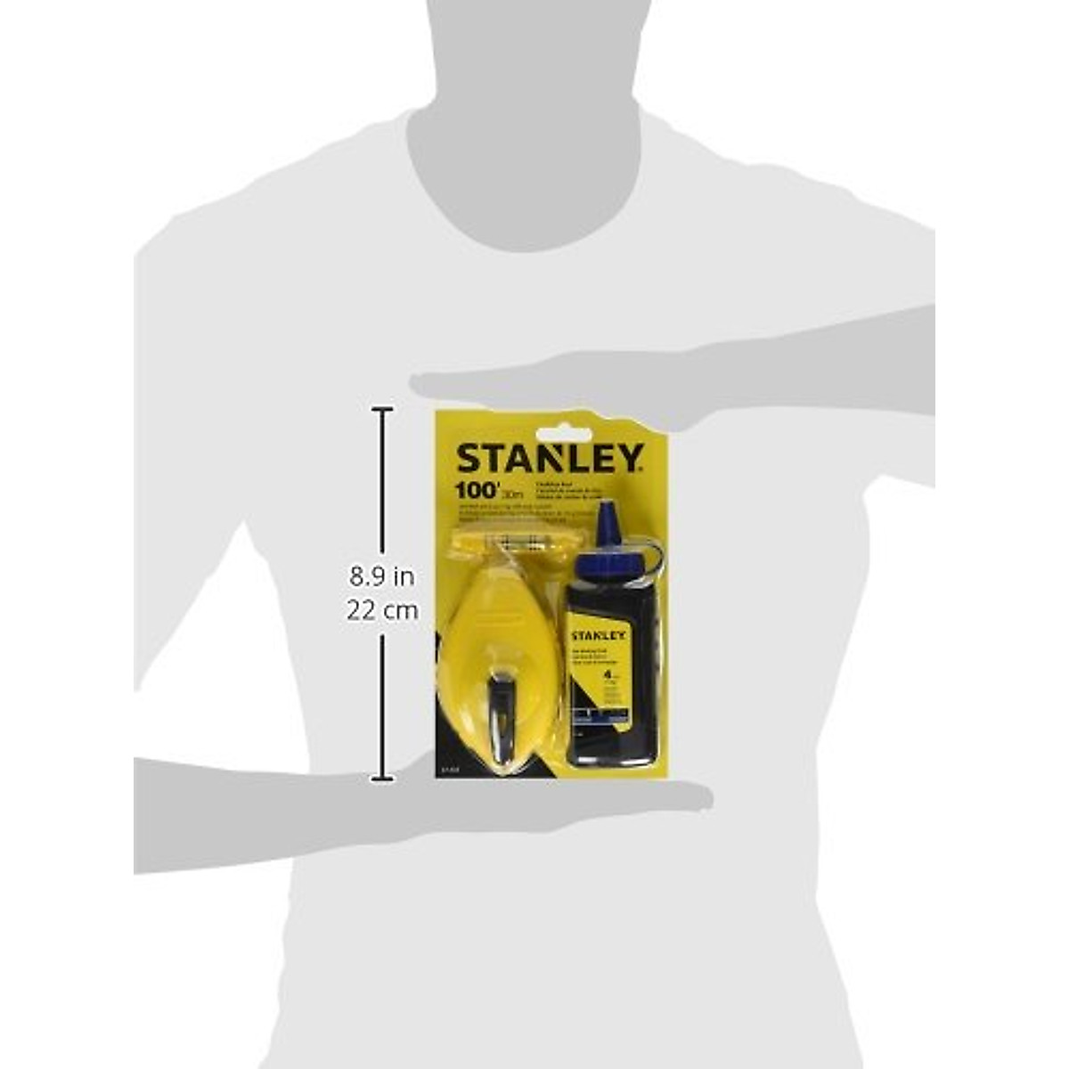 STANLEY Chalk Line Box Set, Blue Chalk with Plastic Line Level, 4oz, 3-Piece (47-443)