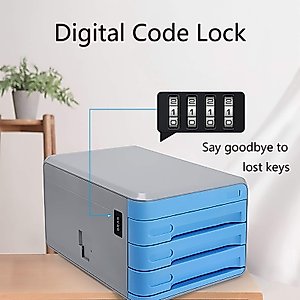 Flat File Cabinet, Drawer Organizer 4-Layers Lockable Environmentally Friendly Plastic-Yellow/Orange, with Digital Code Lock (Color : Yellow)