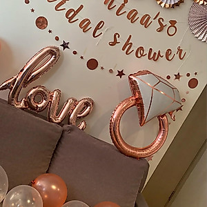 Diamond Ring Foil Balloon Set, 5pcs Bridal Shower Supplies for Bridal Shower Bride to be Party Wedding Engagement Decoration