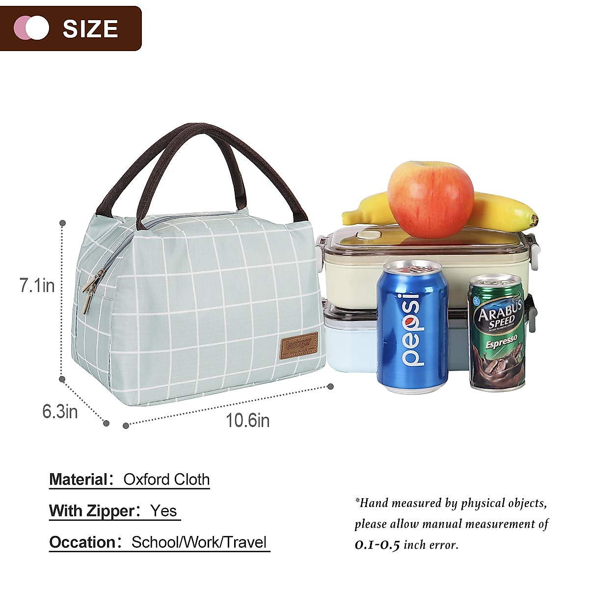 Buringer Insulated Lunch Bag Lunch Box for Women Men Adult Lunch Tote for Work Picnic Travel (Green Plaid)