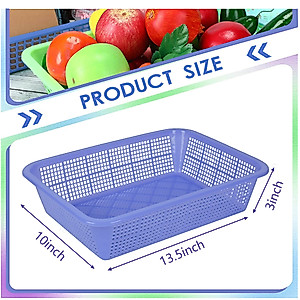 Kolewo4ever 24 Pack Classroom Storage Baskets Pencil Organizer Bins 13.5 x 10 x 3 Inch Paper Trays Organizer Basket Plastic Book Baskets for Classroom Library Organizer