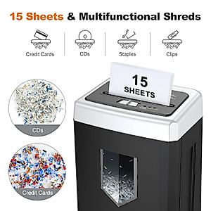 Bonsaii 14-Sheet Home Office Paper Shredder, 40-Minute Shredder for Home Use, Cross Cut Heavy Duty Shredder, CDs, Mails, Staple, Clip, with 4 Casters (C169-B)