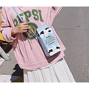 Unique Girls Fruits Banana Strawberry Milk Box Cross Body Purse Women Phone Wallet Shoulder Bag Super Gift (C-Cow)