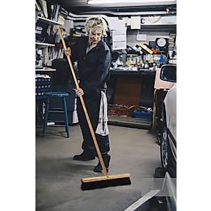 Unvert Black Indoor Push Broom Head – Heavy Duty Hardwood Block – Polypropylene Bristles – Deck Scrub Brush – Two Threaded Handle Holes for Better Assist (12")