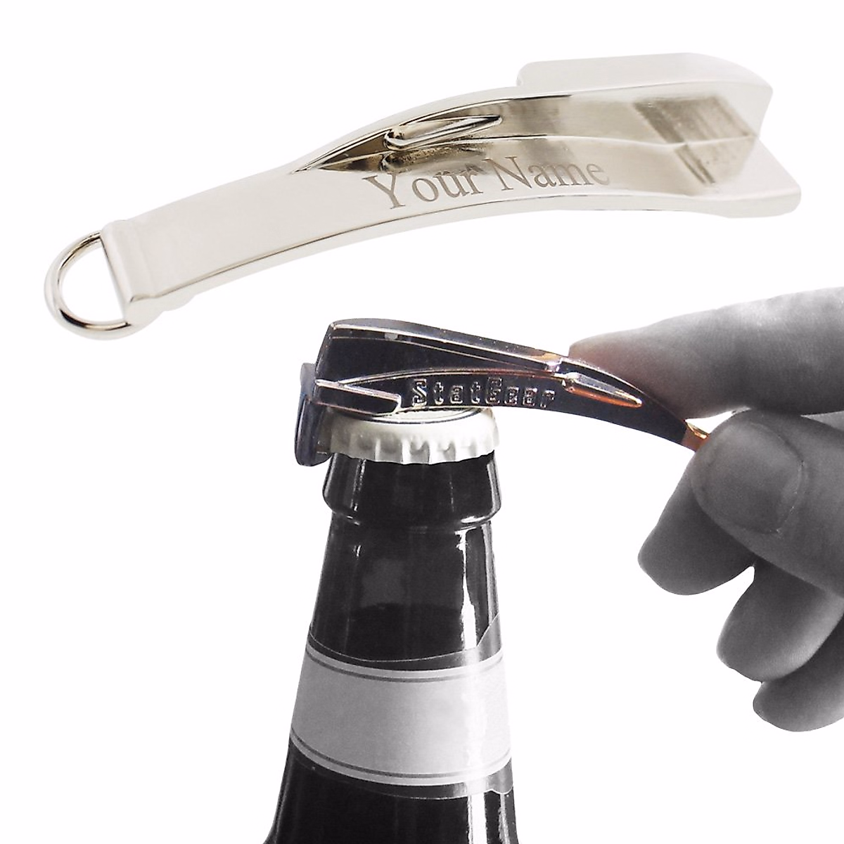 Laryngoscope Keychain Novelty Personalized Engraved Bottle Opener for CMA, EMS, EMT, Nurses - Chrome