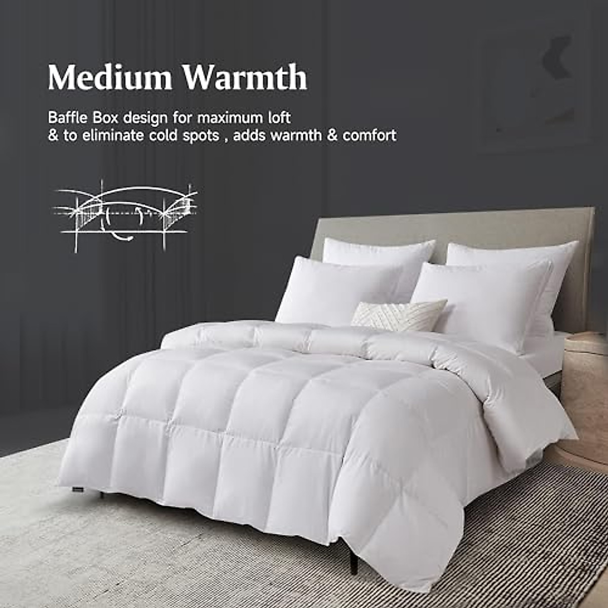 Beautyrest Tencel/Cotton Blend White Down Fiber Comforter- Medium Weight for All Season – King Size