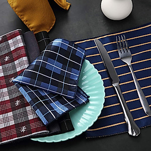 SATINIOR 47 Pieces Men Pocket Square Handkerchief Soft Colored Hankies for Party Wedding, Multicoloured, 8.3 x 8.3 inch/ 21 x 21 cm