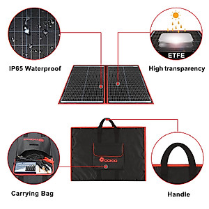 DOKIO 110w 18v Portable Foldable Solar Panel Kit (21x28inch, 5.9lb),Solar Controller 2 USB Output to Charge 12v Batteries/Power Station (AGM, Lifepo4) Rv Camping Trailer Emergency Power
