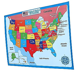 Operitacx Cartoon Preschool Posters 4 Sheets United States map poster US map playroom decor supply usa map for accessory Cartoon Accessories hanging pictures decorate synthetic paper