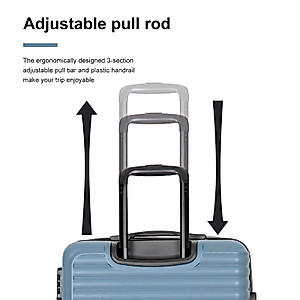 Travelhouse Amalodie Hardshell Upright Spinner Wheel Suitcase Set PP ABS, Lightweight Checked Carry-On Luggage 3-Piece Set with Spinner Wheels TSA Locks 20" 24" 28" (Jet blue)