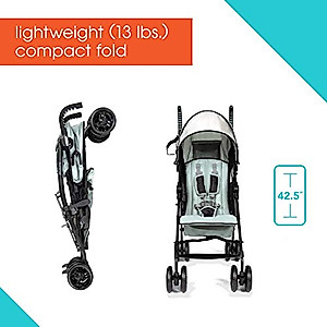 Summer Infant 3Dlite Convenience Stroller, Eucalyptus–Lightweight Stroller with Aluminum Frame, Large Seat Area, Mesh Siding, 4 Position Recline, Extra Large Storage Basket-Infant Stroller for Travel