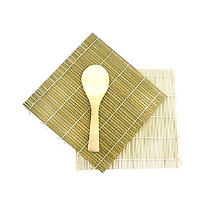 JapanBargain 3675, Sushi Roller Sushi Making Kit Sushi Mat Bamboo Sushi Rolling Mat with Rice Paddle Scoop Set