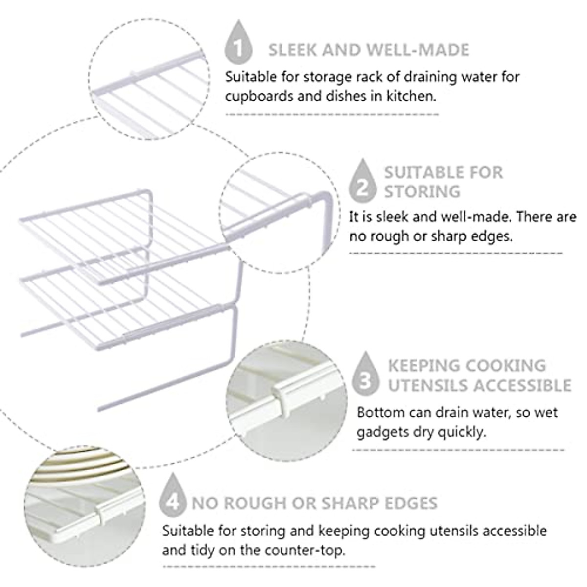 Garneck Kitchen Storage Shelf Under Shelf Basket Wire Storage Racks Wire Storage Shelves Rack Multi- Functional Cabinet