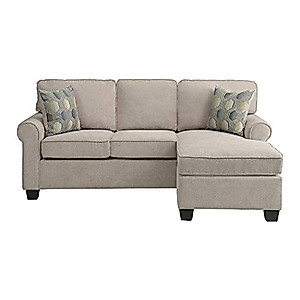 Lexicon Pescadero Fabric Reversible Sofa Chaise with 2 Pillows, 82" W, Sand