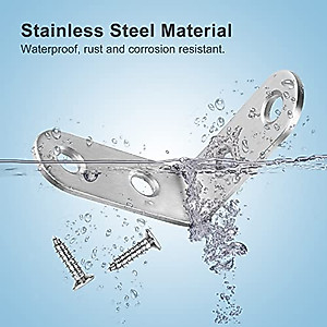 16PCS L Brackets Corner Braces Pndbnq 304 Stainless Steel 90 Degree Right Angle Brackets Waterproof Metal Shelf Support Brackets for DIY Wood Frame Wall Cabinet Furniture L Fastners with 64pcs Screws