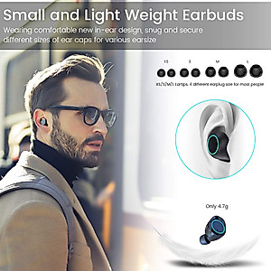 Eleoption 2020 Updated Version Bluetooth Earbuds Wireless Earbuds Mini Bluetooth 5.0 Earphones with Playtime Waterproof Stereo Sound Built-in Mic with Charging Case (135H Playtime Stereo Sound)