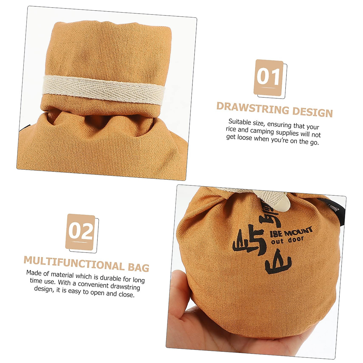 CIMAXIC Large Capacity Canvas Drawstring Bag for Camping and Storage Multi Purpose Rice and Grain Holder Muslin Style for Outdoor Adventures and Picnics