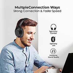 HONSENN 938A Active Noise Cancelling Headphones, Wireless Over Ear Bluetooth Headphones with Microphone, High-Fidelity Audio, Comfortable Fit, 35H Playtime headphones with Case for Travel, Home Office