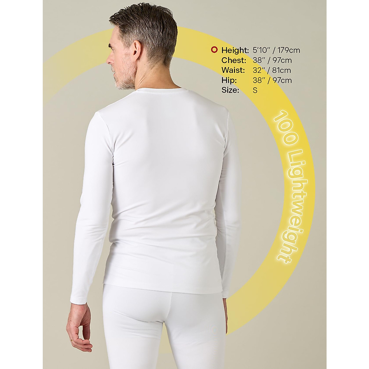 LAPASA Men's Thermal Underwear Top Crewneck Long Sleeve Shirt Base Layer Lightweight Winter Thermoflux 100 M09 Large White