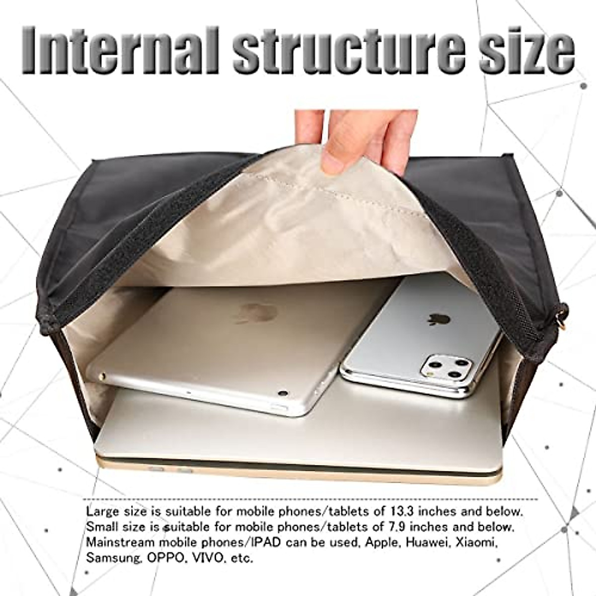 Faraday Bags Large Non-Window Faraday Phone Bag 9.8" x 10.6" Faraday Bag Signal Blocking Bag Car Key Signal Blocker Faraday Bag Black Canvas (9.8" x 10.6")