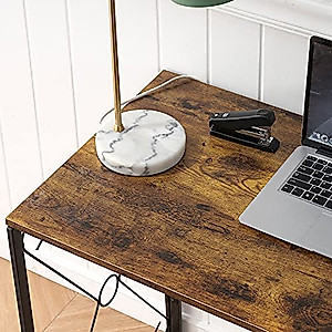 VECELO 39" Writing Computer Folding Desk Sturdy Steel Laptop Table for Home Office Work, No Assembly Required,Antique Brown