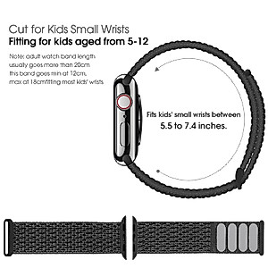 Compatible with Kids Apple Watch Band, Breathable Soft Nylon Loop Strap for Boy Girl, Compatible with iWatch Series 9/8/7/6/5/4/3/SE/SE2 38mm 40mm 41mm & 42mm 44mm 45mm