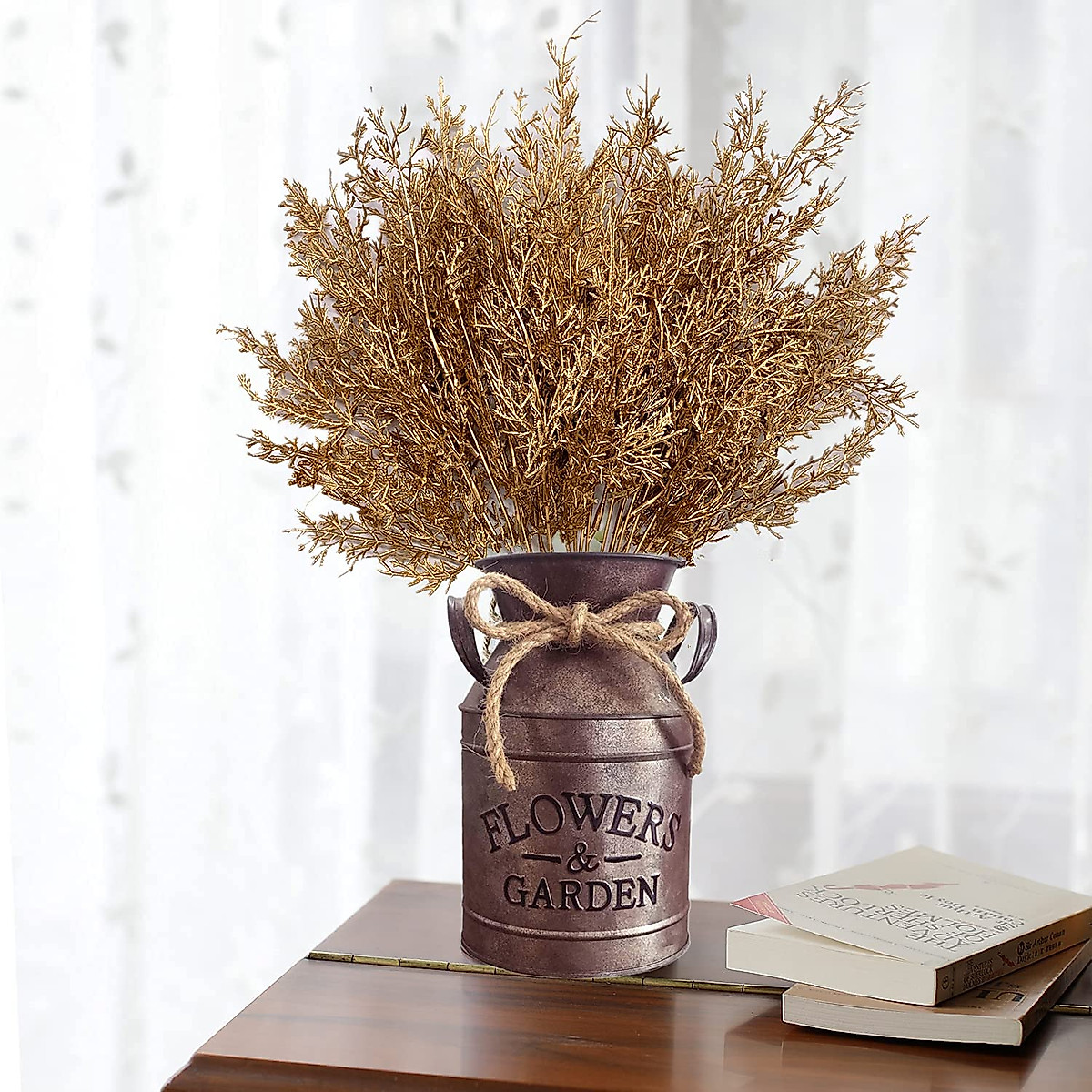 Gold Antlers Grass Artificial Plants Christmas Decoration, Faux Golden Twig Branches Plastic Fake Branch Plant for Xmas Party Home Garden Indoor Outdoor Wedding Table Centerpiece DIY Decor - 3 Pack