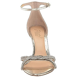 Jewel Badgley Mischka Women's VANI Heeled Sandal, Gold Textile, 9