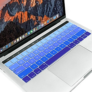 ProElife Blue Gradient Keyboard Cover Ultra Thin Keyboard Protector Skin for MacBook Pro with Touch Bar 13-inch 15-inch (Model A2159, A1989, A1990, A1706, A1707) (2019 2018 2017 2016) (Ombre Blue)