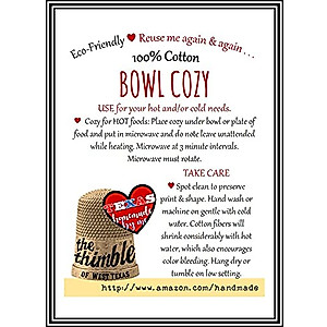 Best in Blue Cotton Print Microwave Bowl Cozy - 8.5 inches for up to 8 inch bowls - Home Made in Texas, USA (Mercy Paisley - Navy & White)