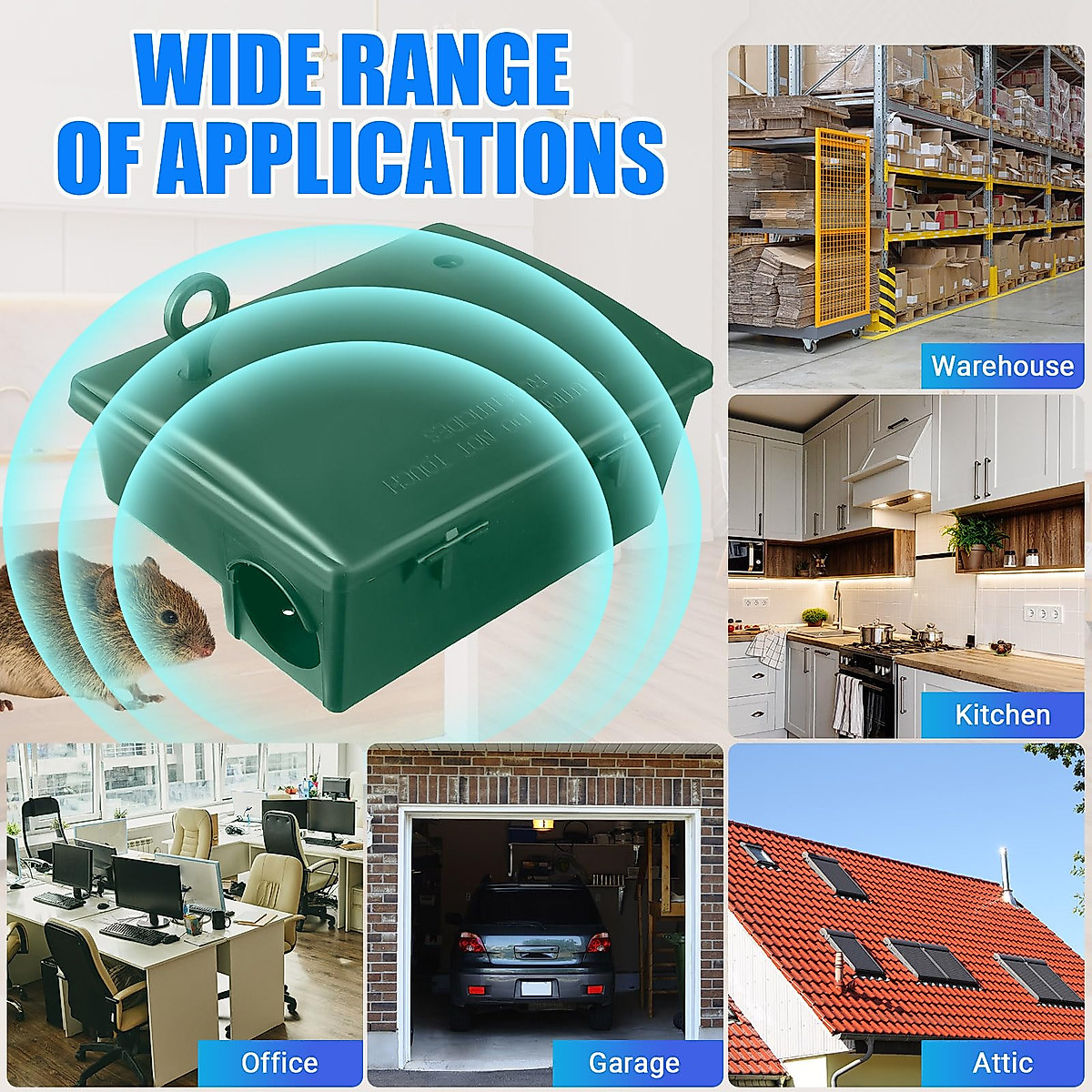 4 Pack Rat Bait Stations Large Rodent Bait Station with Key Reusable Mouse Bait Stations Mice Bait Blocks Heavy Duty Bait Boxes for Outdoor Rodents Mice Bait Blocks, Bait Not Included (Green)