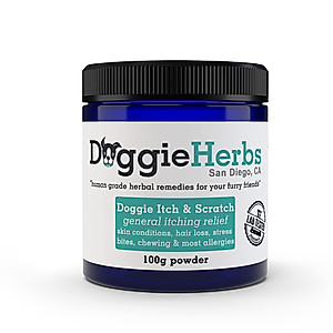 Doggie Itch & Scratch – Dog Itching Relief & Canine Allergy Anti-Itch Relief Supplement by Doggie Herbs 100g