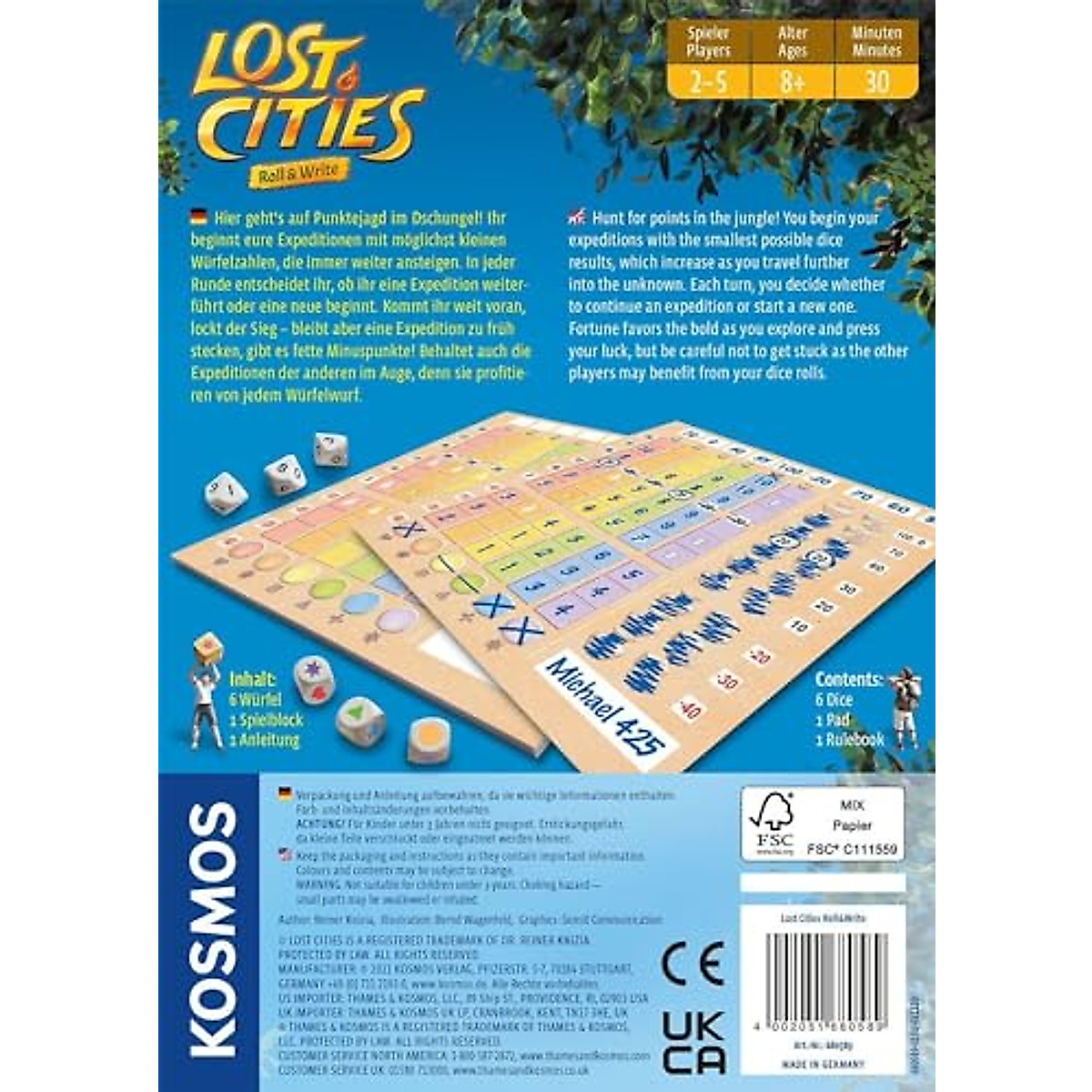 Lost Cities: Roll & Write | A Family Friendly Game from Kosmos Games |by Reiner Knizia | for 2 to 5 Players, Ages 8 and up