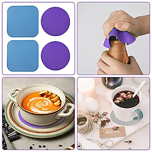 4pcs Jar Opener Gripper Pads, Rubber Jar Grippers Multi-function Jar Opener for Seniors with Weak Hands Coasters (Blue, Purple)