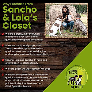 Sancho & Lola's 10oz Beef Tendons for Dogs - Made in USA/Nebraska (8-12 Count) Plain Gambrel/Small Batch Single-Ingredient Grain-Free Chews - Smoked Beef and Smoked Turkey Tendons Also Available