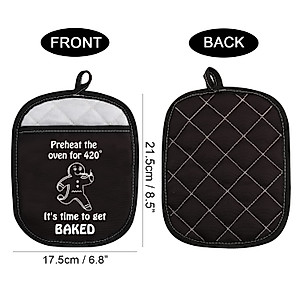 Funny Marijuana 420 Novelty Kitchen Accessories Preheat The Oven for 420 It’s Time to Get Baked Oven Pot Holder with Pocket (Preheat 420)