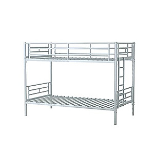 LifeSky Twin-Over-Twin Metal Bunk Bed - Heavy Duty Bunk Bed Frame - Bunk Beds with Ladder and Guardrail for Bedroom Girls Silver