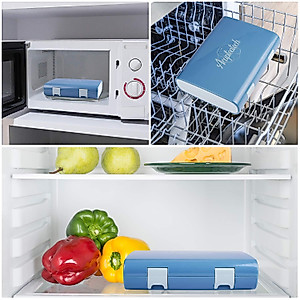 Acupteatech Lunch Bento Box, Leak Proof 4-Compartment Food Container 1200ml Large Capacity, BPA Free, Portion Meal Prep Snack Packing, Durable Perfect for Picnics, Camp, Travel—Blue