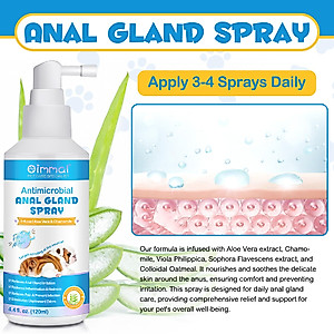 Anal Gland Spray for Dogs, Dog Anal Gland Spray with Aloe Vera & Chamomile Supports Pain Relief, Stop Scooting, Reduce Tough Odors & Soothes Itching - Dog Supplies Anal Gland Support Spray - 4.4 Fl Oz