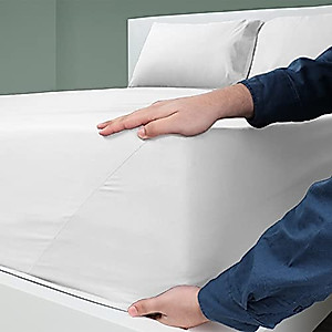 Martex 225 Thread Count Cotton Rich Bed brushed Cotton Blend Super Soft Finish Easy Care Machine Washable Wrinkle Resistant Bedroom Guest Room 3 piece Sheet Sets, Twin XL, White