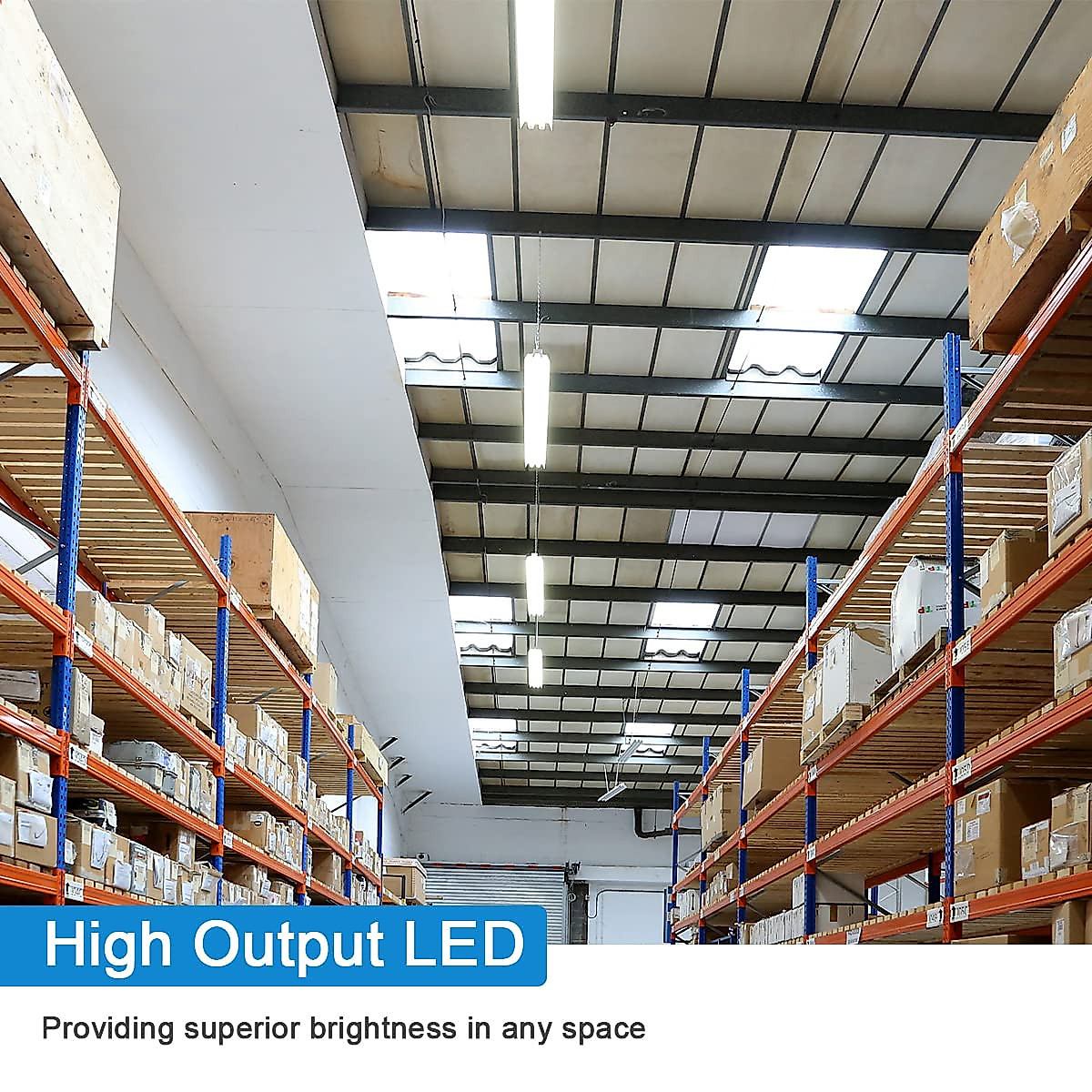 SHOPLED 8FT LED Shop Light Fixture, 72W 9360 LM 6000K Cool White,High Output Tube Light, Double Sided V Shape T8 8 Foot LED Bulbs for Cooler, Garage, Warehouse, Clear Cover (1 Pack)