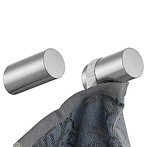 JQK Bathroom Towel Hook Brushed, Coat Robe Clothes Bath Wall Hooks for Kitchen Garage SUS 304 Stainless Steel, 4 Pack Brushed Steel, TH600-BN-P4