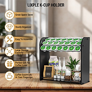 K Cup Coffee Pod Holder - K Cup Holders for Counter, K Cup Holder, Coffee Pod Organizer for Coffee Bar Accessories, Easy Assembly, KCup Coffee Station Organizer for Countertop, Home or Office (Black)